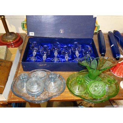 Two Early 20thc Glass Dressing Table Sets, Together With A Boxed Set Of ...