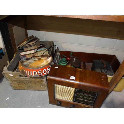 Two Boxes Of Various, Together With A Vintage Radio