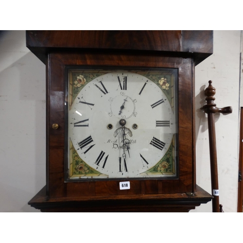 An Oak And Mahogany Encased Longcase Clock With Square Painted Dial ...