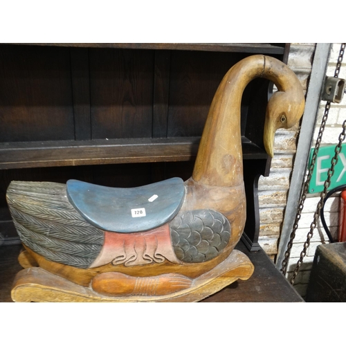 A Carved Wooden Rocking Swan