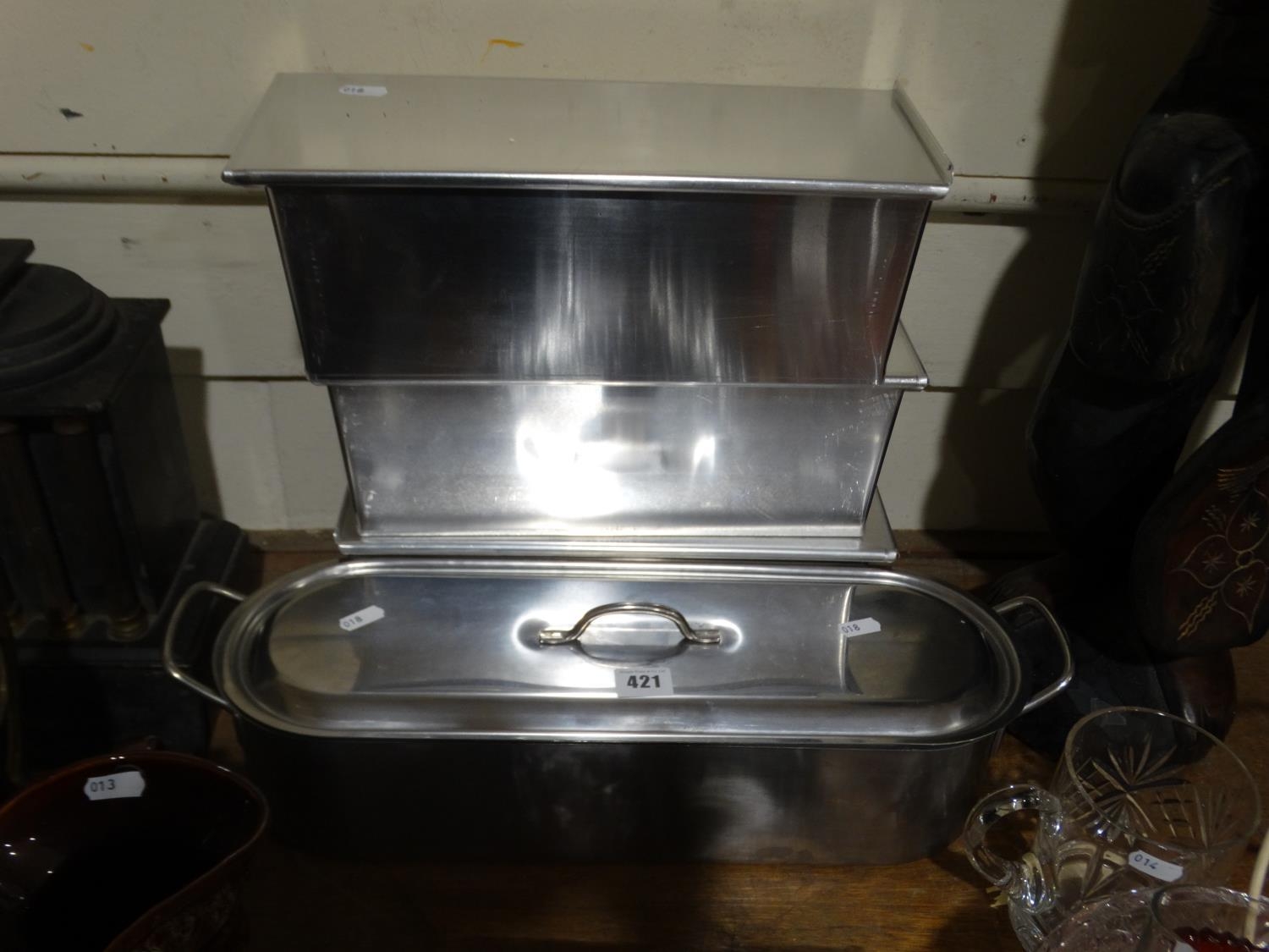 A Stainless Steel Fish Steamer Etc