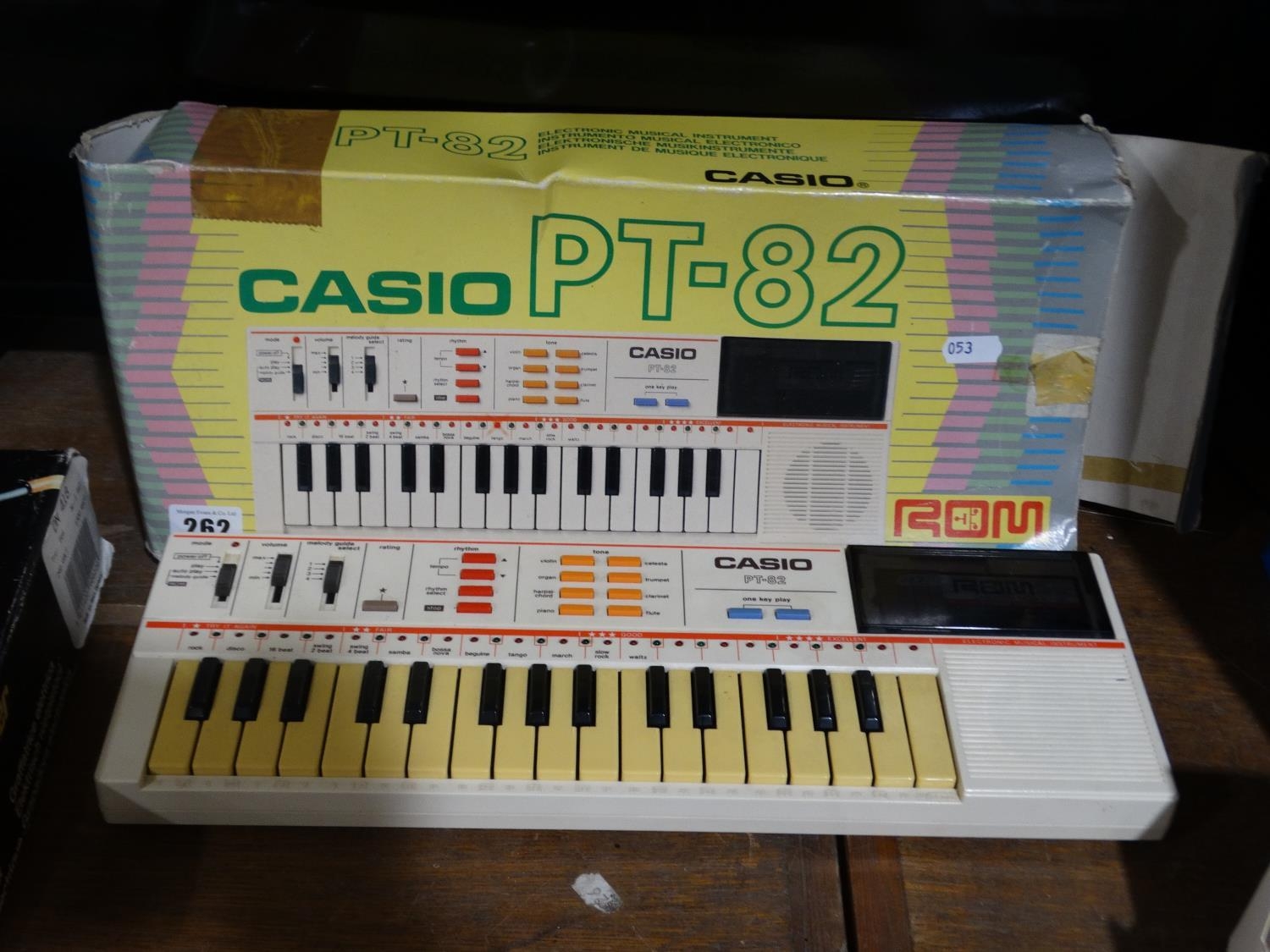 A Boxed Vintage Casio PT-82 Electronic Keyboard