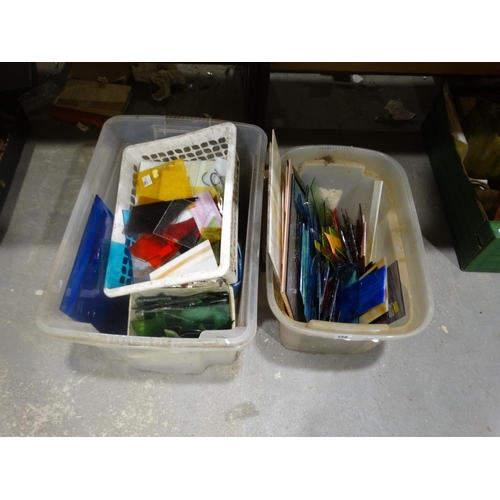 Two Boxes Of Stained Glass Fragments