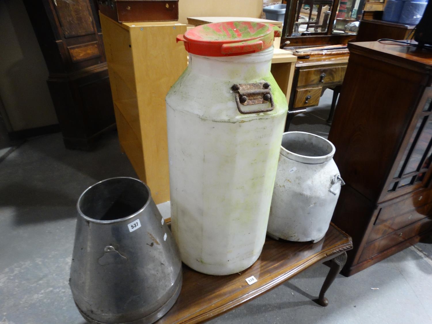 Two Vintage Milk Pails Etc