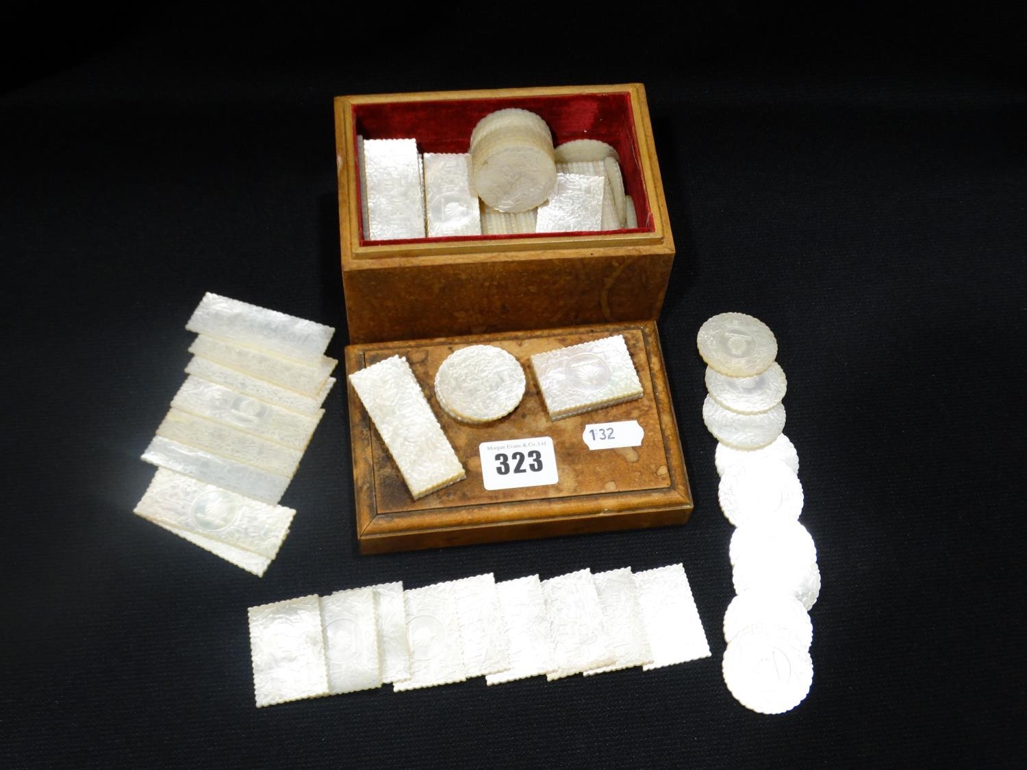 An Excellent Qty Of Antique Mother Of Pearl Gaming Counters In Circular ...