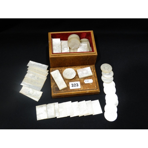 An Excellent Qty Of Antique Mother Of Pearl Gaming Counters In Circular ...