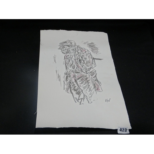 In The Manner Of Kyffin Williams, A Pencil & Colour Heightened Sketch ...