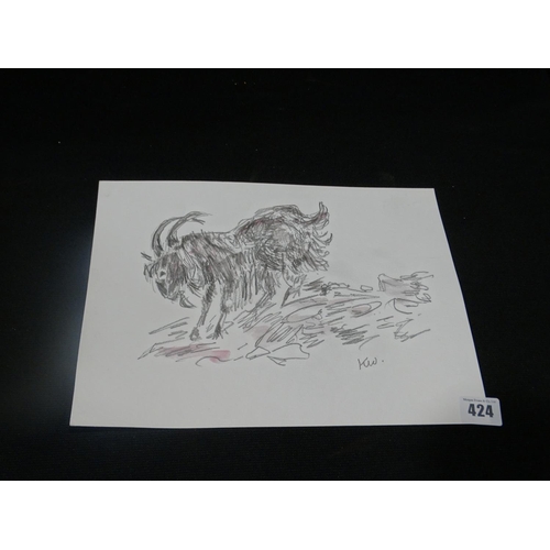 In The Manner Of Kyffin Williams, A Pencil & Colour Heightened Sketch ...