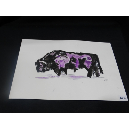 In The Manner Of Kyffin Williams, A Watercolour Sketch Of A Welsh Bull ...
