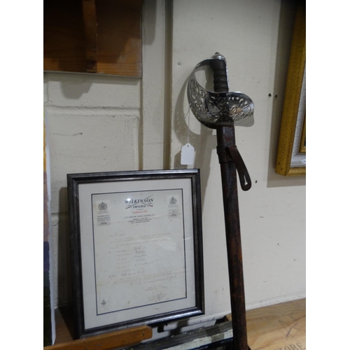 A Wilkinson Infantry Sword Scabbard & Certificate