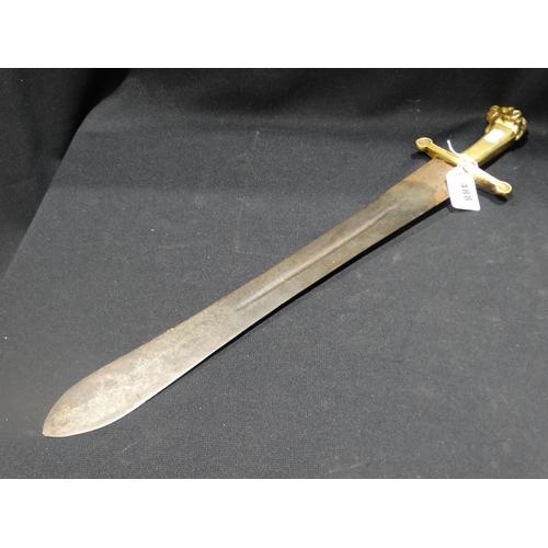 A Vintage Short Sword With Lions Head Brass Hilt