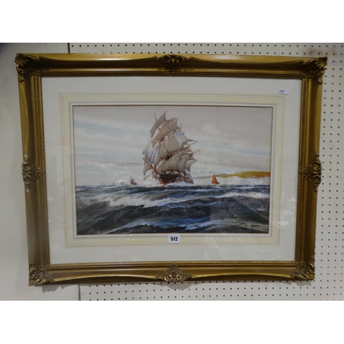 A D Bell, Watercolour, Study Of Ships Off The Dover Coast, Signed & Dated