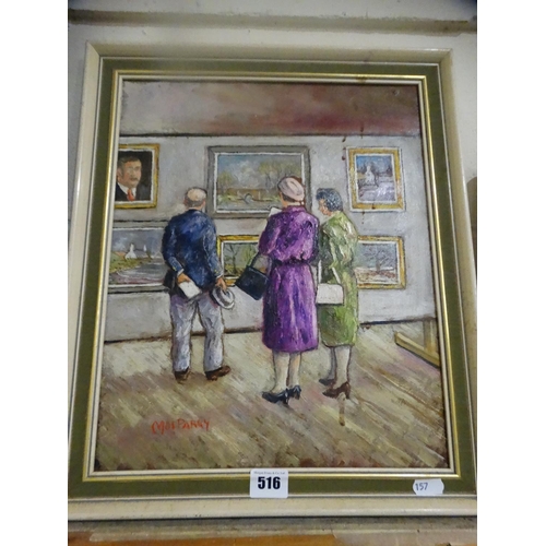 Moi Parry, Oil On Board, Study Of Study Of Figures At An Art Exhibition ...