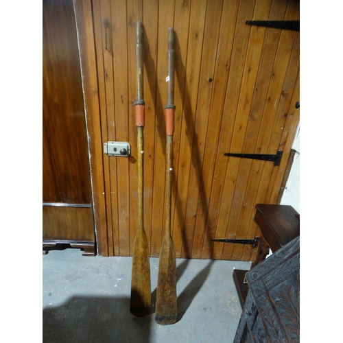 A Pair Of Vintage Wooden Boat Oars