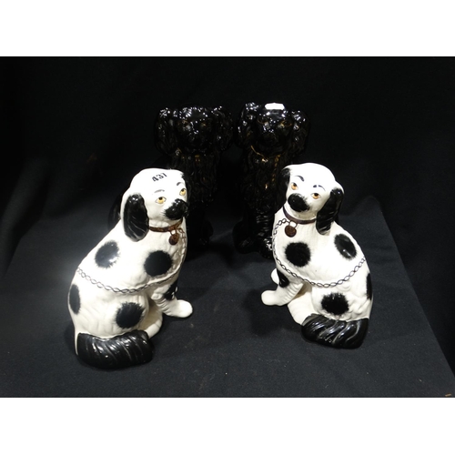 A Pair Of Staffordshire Pottery Jack Field Dogs, Together With A ...