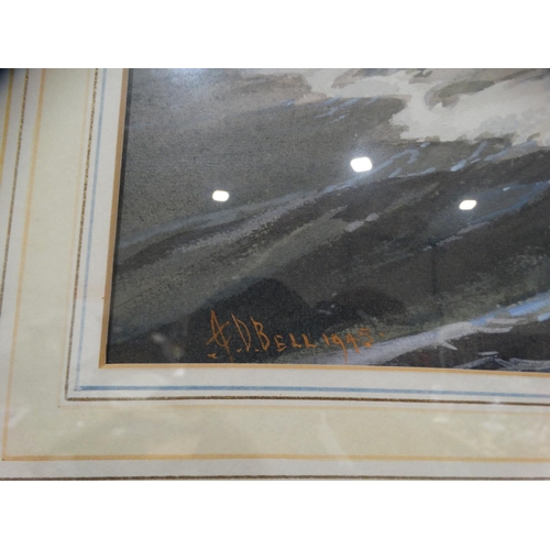 A D Bell, Watercolour, Study Of Ships Off The Dover Coast, Signed & Dated