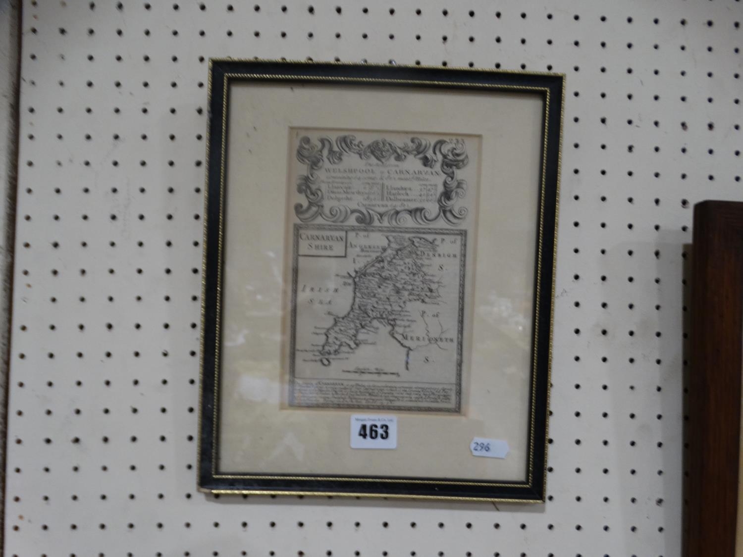 An Antique Framed Map, Of A Road From Welshpool To Caernarfon