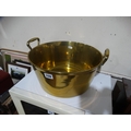 A Large Brass Preserve Pan