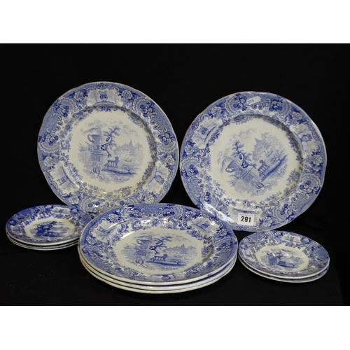 A Qty Of Antique Warwick Vase Pattern Plates In Two Sizes