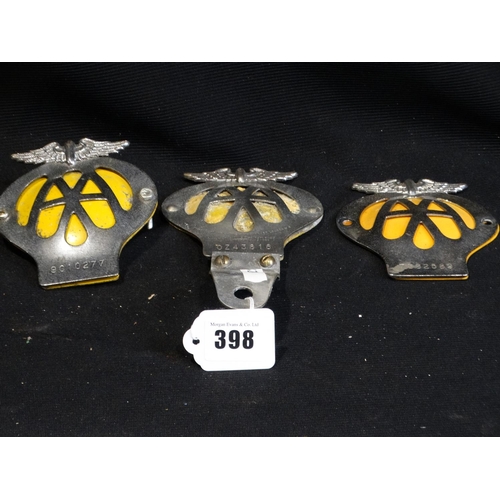 Three Vintage Aa Motoring Badges