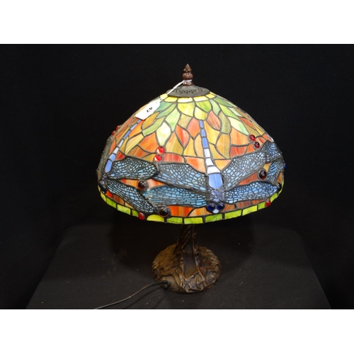 A Reproduction Tiffany Style Table Lamp With Dragonfly Shade