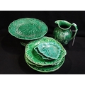 A Qty Of Green Glazed Cabbage Leaf Pottery