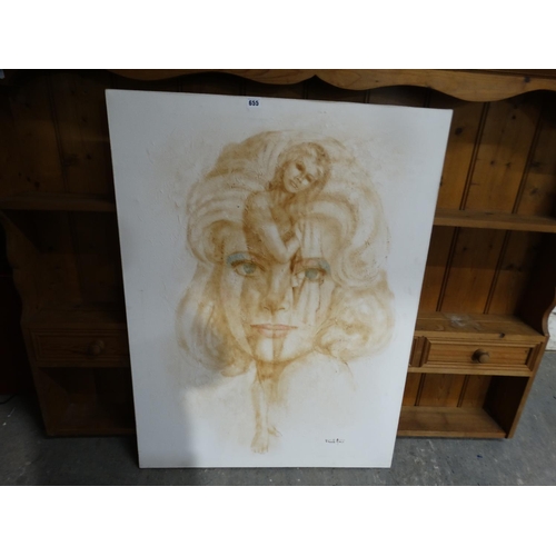 Frank Aris, Oil On Canvas, Portrait Study Of A Nude, Signed