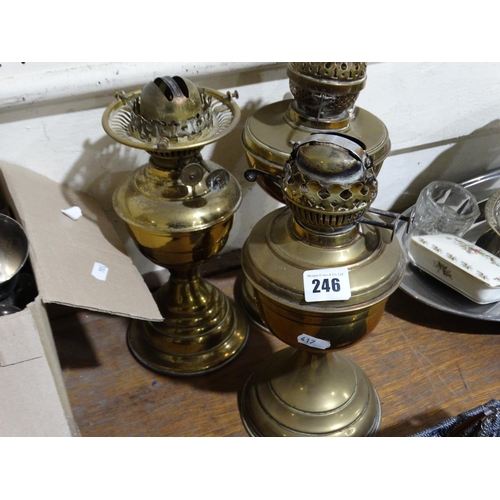 Three Brass Oil Lamp Bases