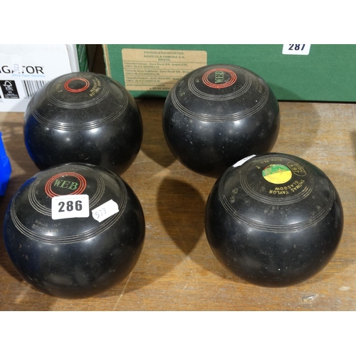 Four Vintage Crown Green Bowls