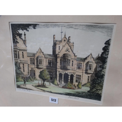 J Lewis Stant A Coloured Engraving Of Normal College Bangor Signed In ...