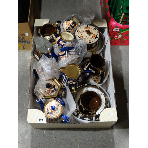 A Box Of Blue Rust & Gilt Service Ware