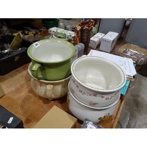 Four Transfer Decorated Chamber Pots