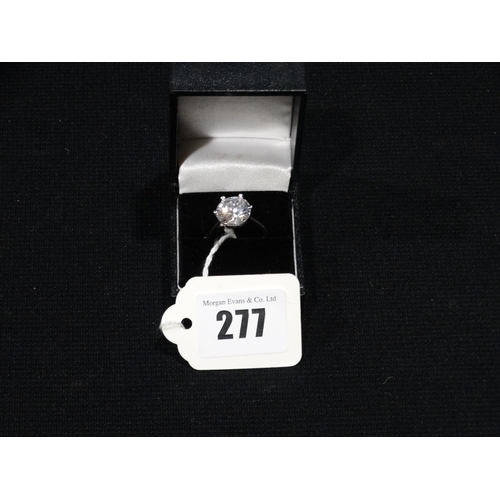 A Silver Solitaire White Stone Ring