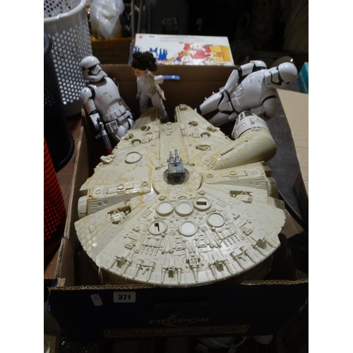 A Model Star Wars Millenium Falcon, Together With Storm Trooper Figures