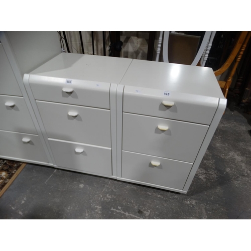 A Pair Of Vintage Hulsta Three Drawer White Melamine Chests