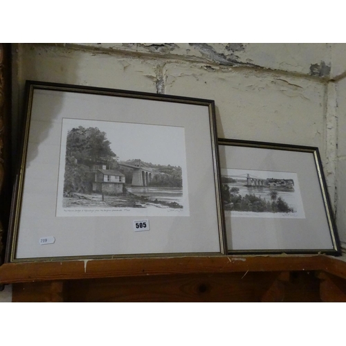 Two Limited Edition Prints, Showing The Menai Suspension Bridge