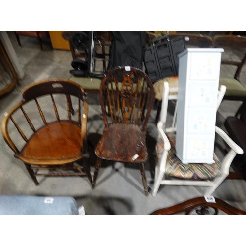 Three Mixed Chairs, Together With A Storage Chest