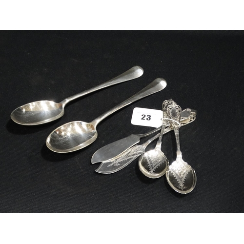 Two Plated Rat Tail Pattern Spoons, Marked Harrods, Together With A ...