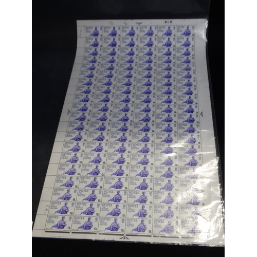 A Full Sheet Of 9d Value Stamps, Commemorating Votes For Women