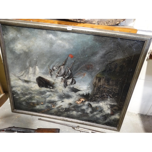 19thc School, Oil On Canvas, Showing A Shipwreck On A Stormy Coast ...
