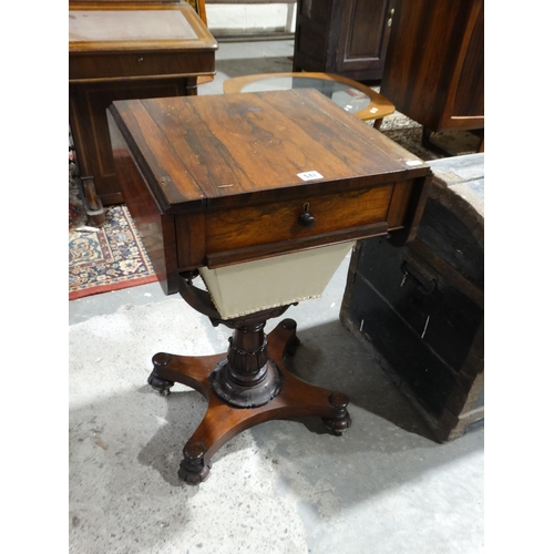 A 19thc Rosewood Pedestal Work Table With Single Drawer, Pull Out Base ...