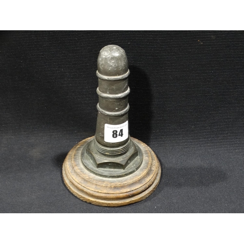 Militaria, A German Hertz Sea Mine Horn, Complete With Glass Tube & Mounted On An Oak Plinth, 7" Hig