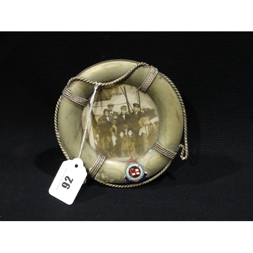 A Circular Lifebelt Theme Photograph Frame With Enamel Badge For RMS ...