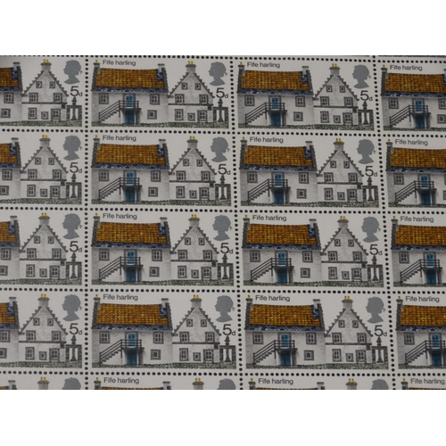 Three Full Sheets Of Stamps, Ulster Thatch, Welsh Stucco & Fife Harling