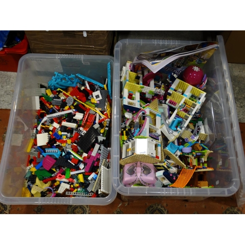 Two Plastic Containers Of Lego Bricks