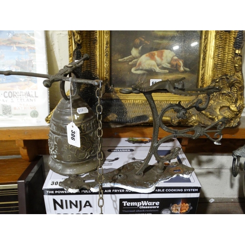 A Cast Brass Door Bell & Bracket