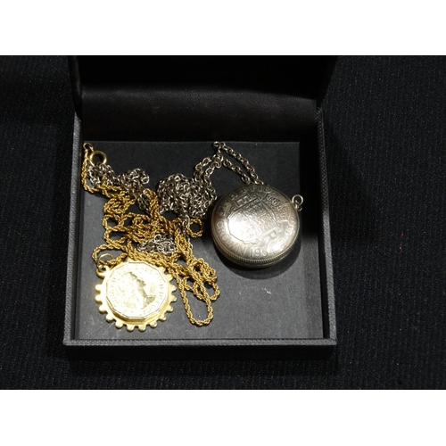 A Coin Pendant & Chain, Together With A Coin Locket