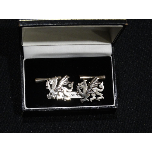 A Pair Of Silver Welsh Dragon Cufflinks