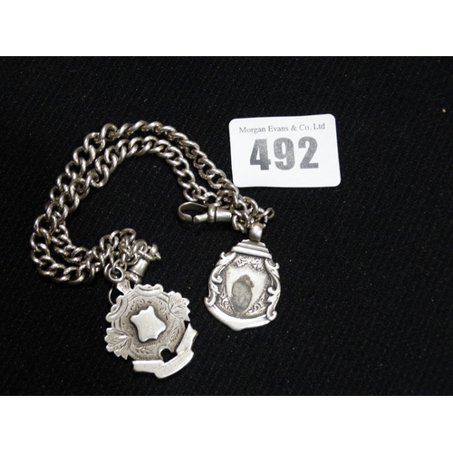 An Antique Watch Chain With Shield Fobs