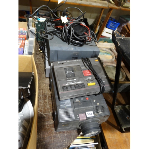 A Retro Epson Projector, Together With A Ferguson Gold Star VHS Player Etc